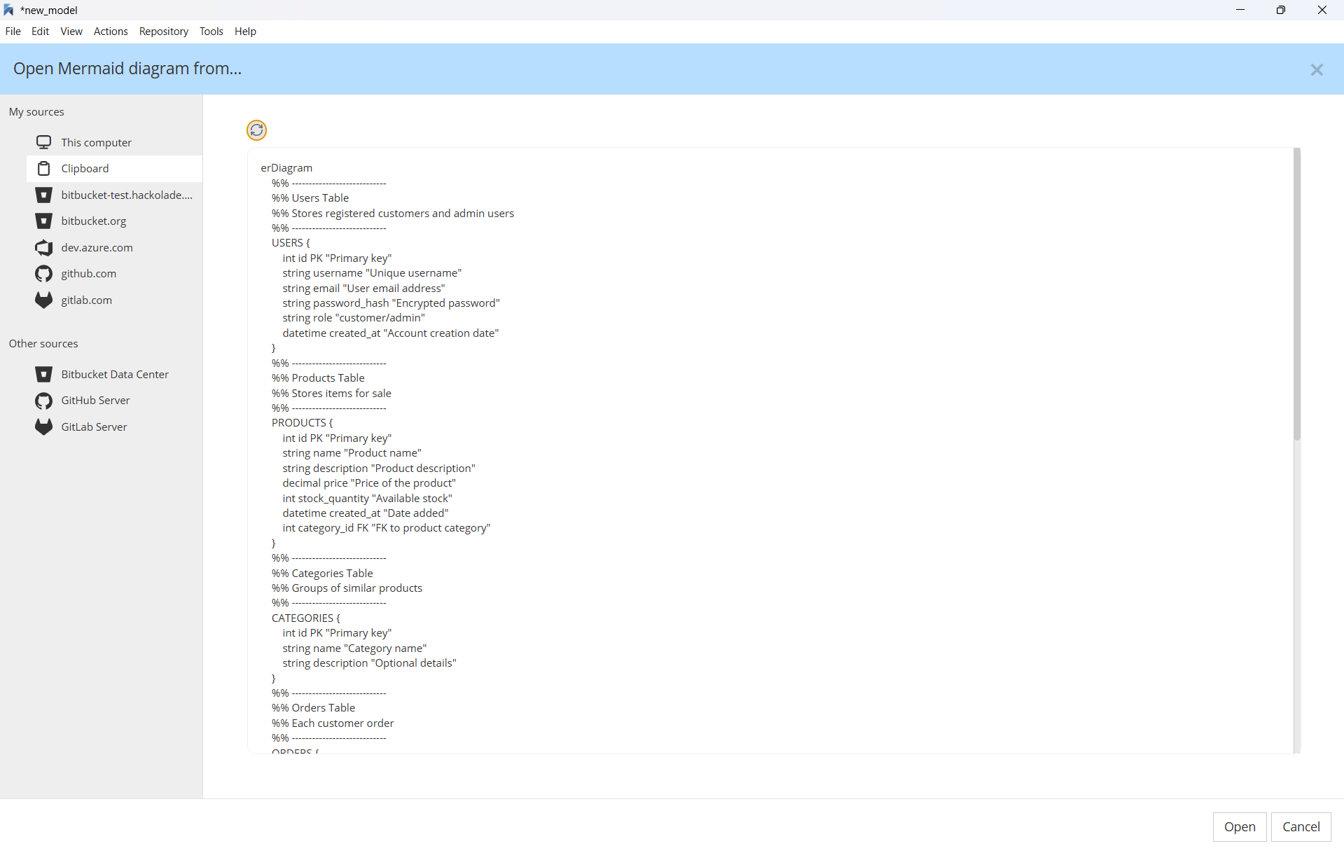GenAI-created Mermaid ER diagram